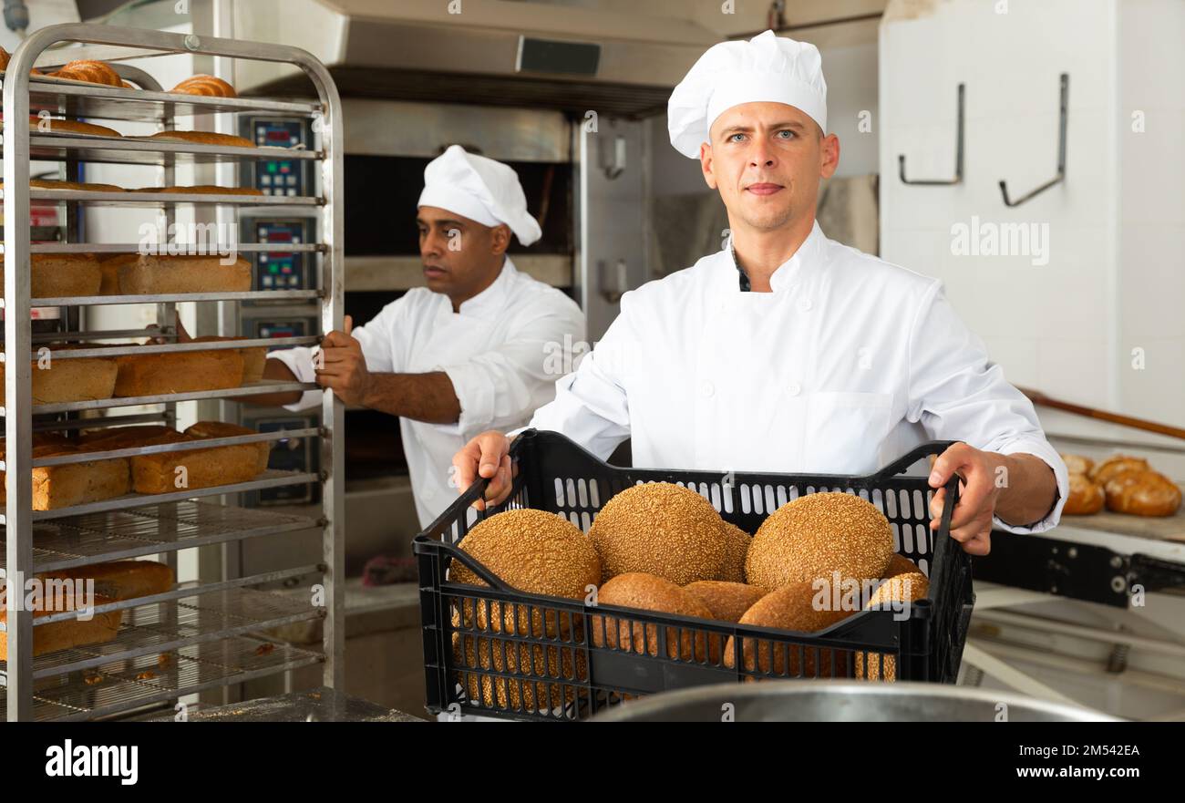portrait of european male baker in bakery Stock Photo - Alamy