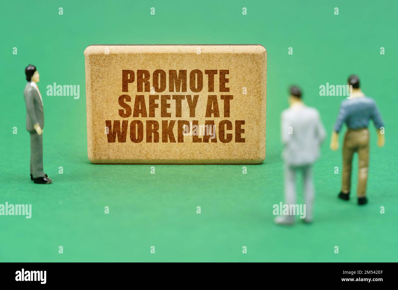 Security and insurance concept. On the green surface are figures of ...