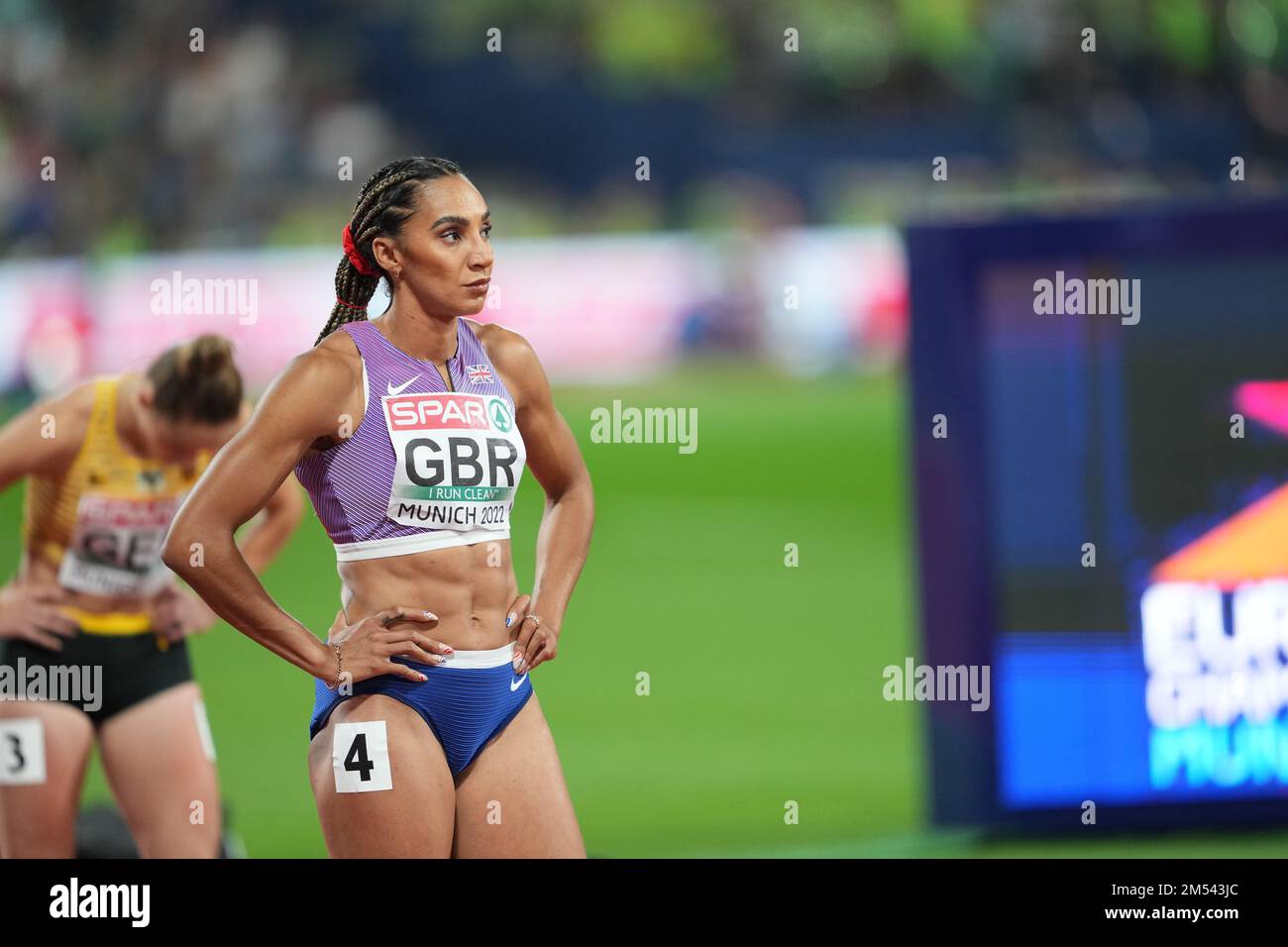 Women's 4x100 relay race,Ashleigh Nelson waiting at the start of the ...