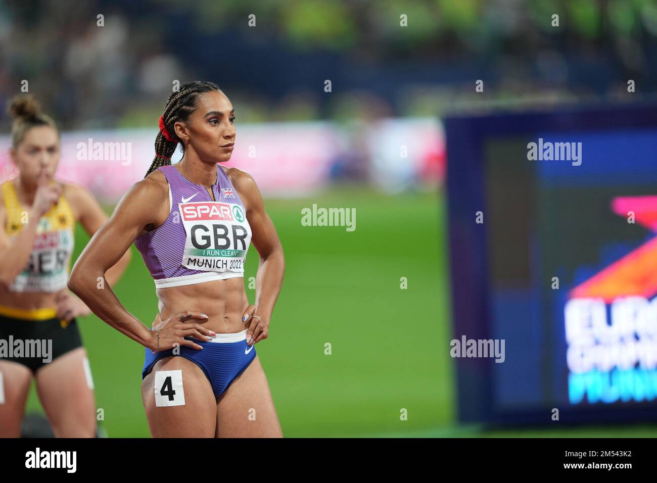 Women's 4x100 relay race,Ashleigh Nelson waiting at the start of the ...