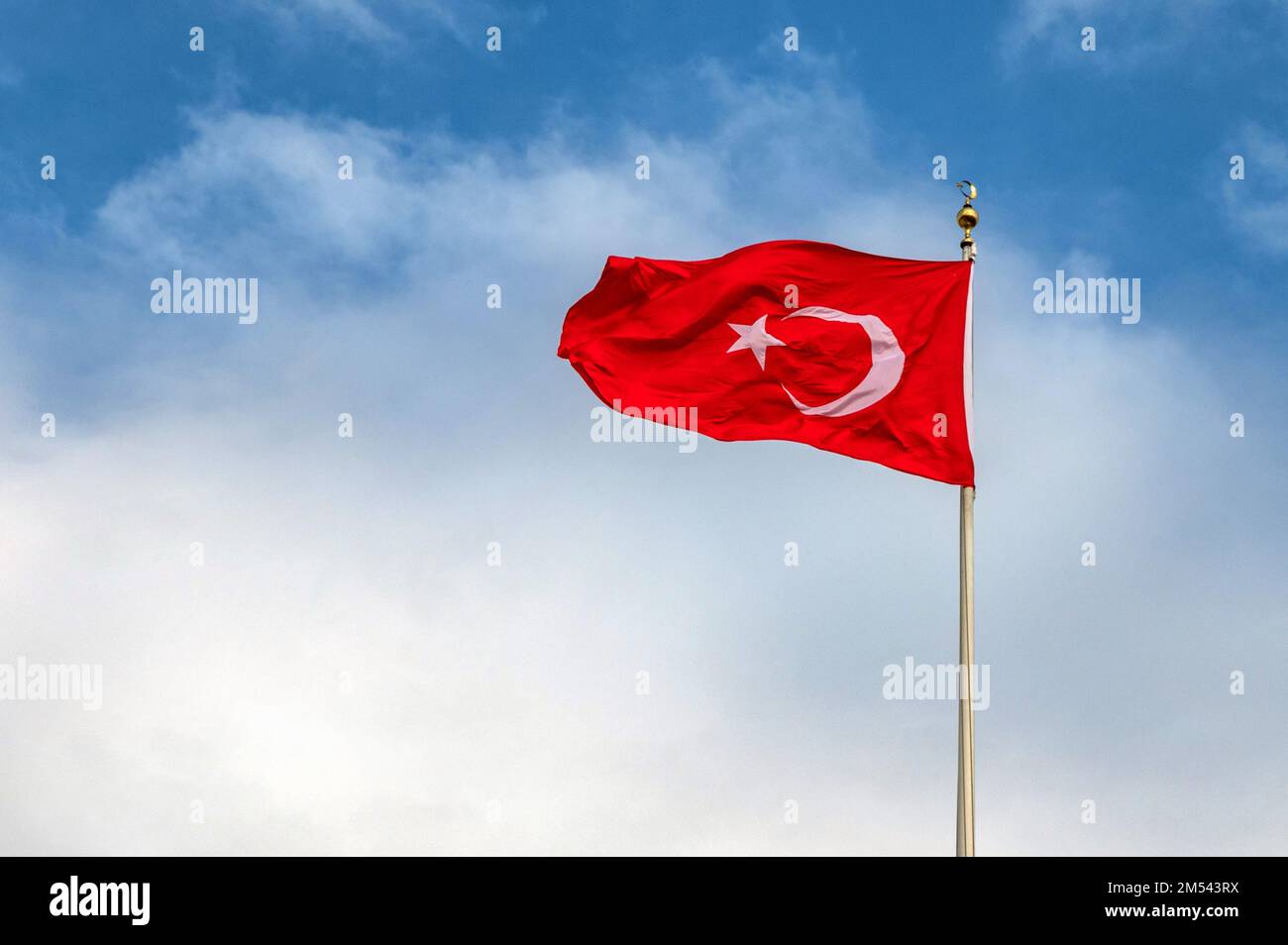 The flag of Turkey, officially the Turkish flag or Turk bayragı Stock ...