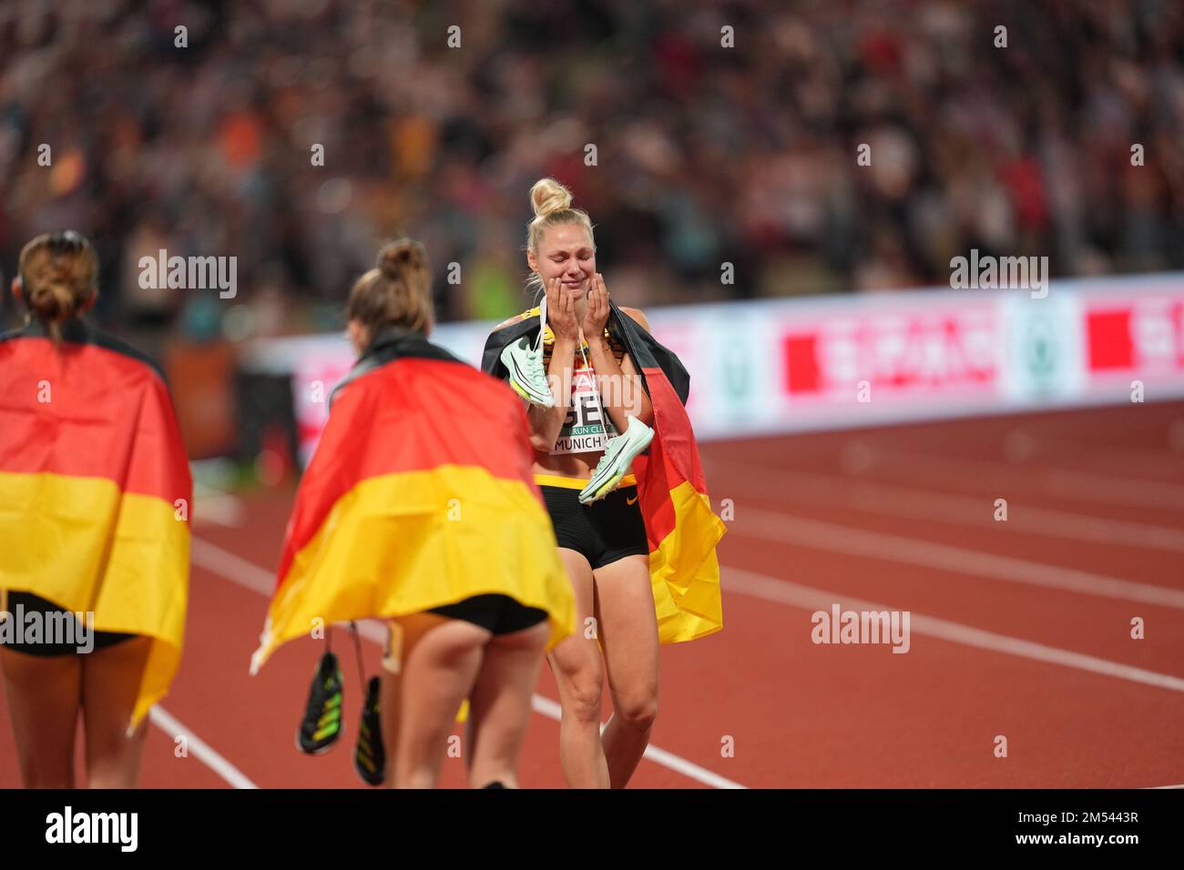 European Championships, Olympiastadion, final 4x100 meter relay, women, final, Lisa Meyer ...