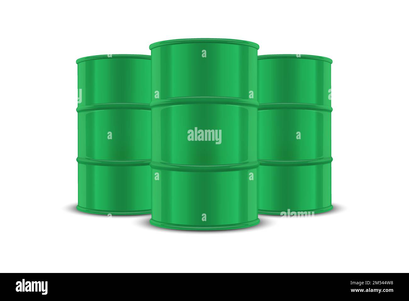 Vector 3d Realistic Three Green Barrels, Hazard Liquid. Caution Barrel ...