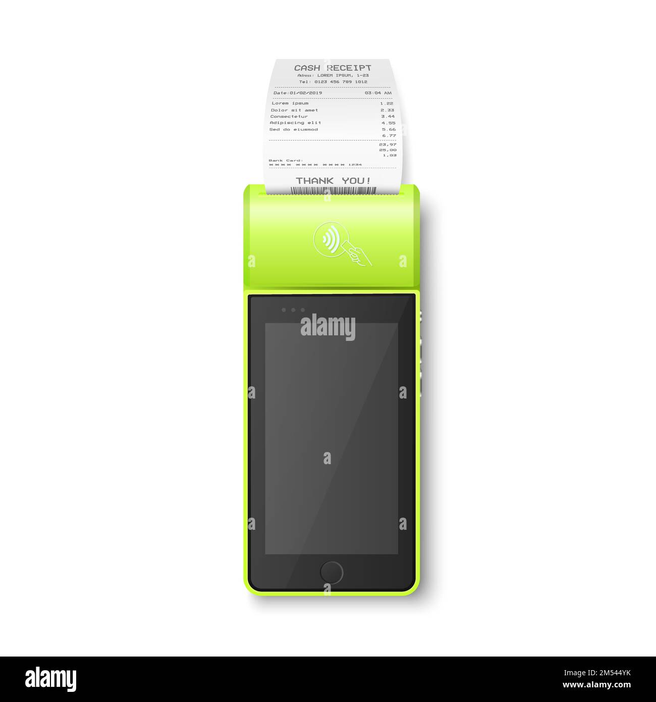 Vector 3d NFC Payment Machine with Approved Status, Paper Check, Receipt Isolated. Wi-fi ...