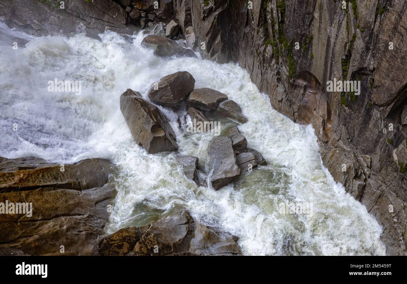 A top view of the foamy river flowing through the cliffs of the St ...