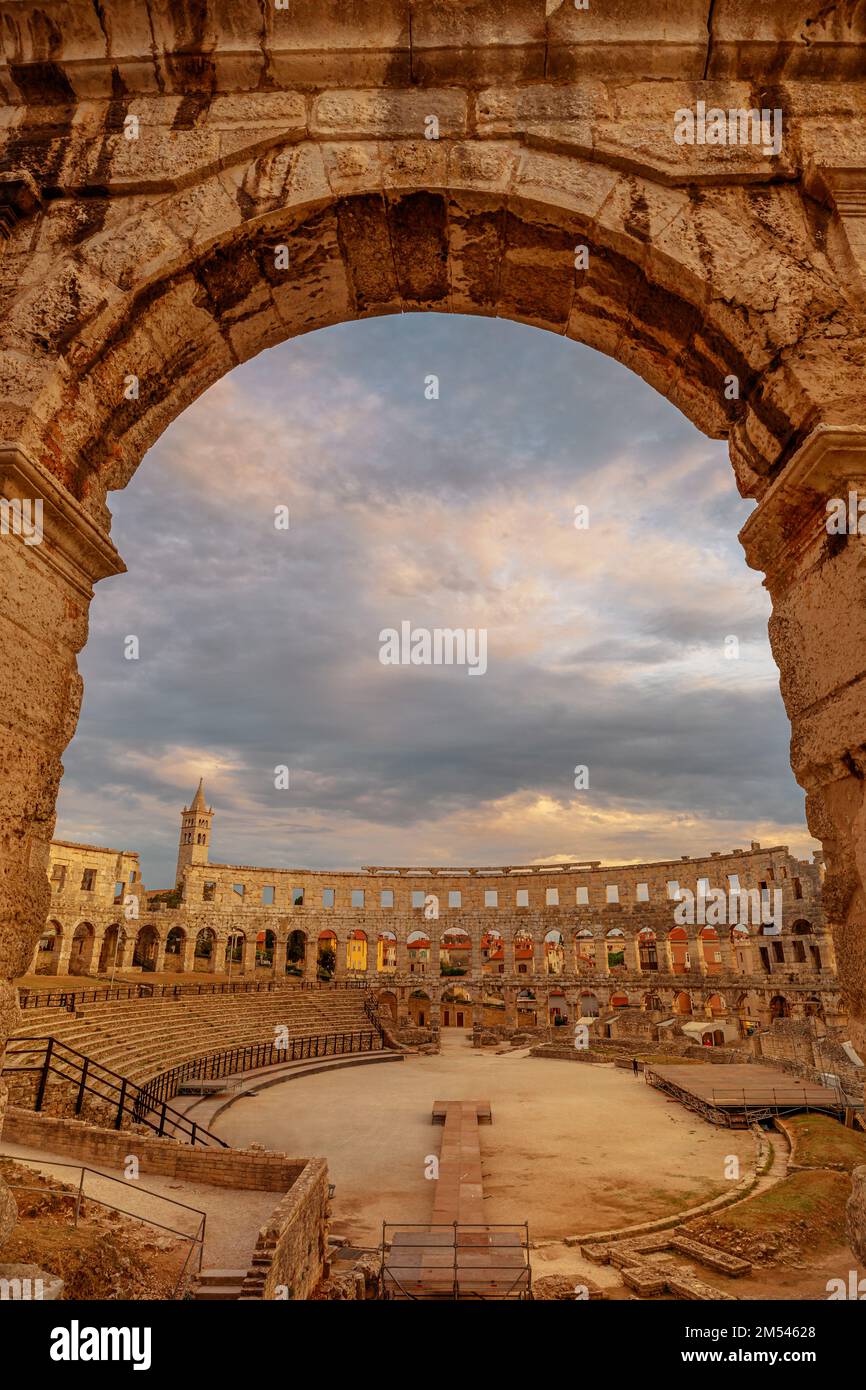 Pula Amphitheater is a must-see sunset destination. Ancient Roman ...