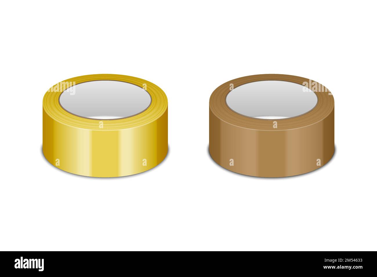 Vector 3d Realistic Glossy Yellow and Brown Tape Roll Icon Set, Mock-up ...