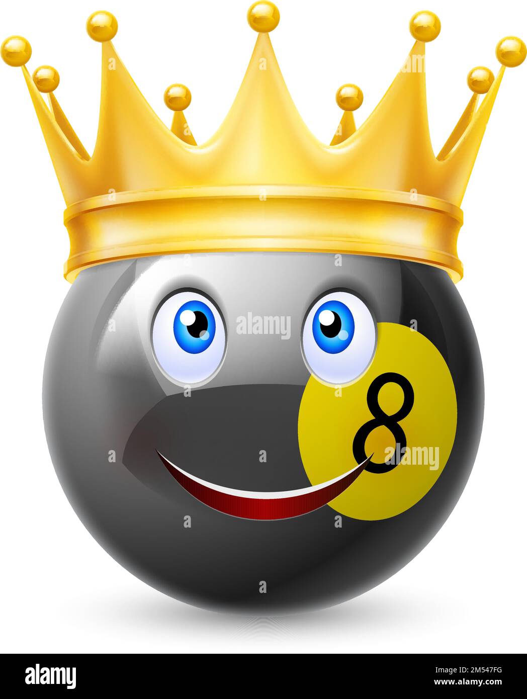 Gold crown on a billiard ball with smiling face Stock Vector Image ...