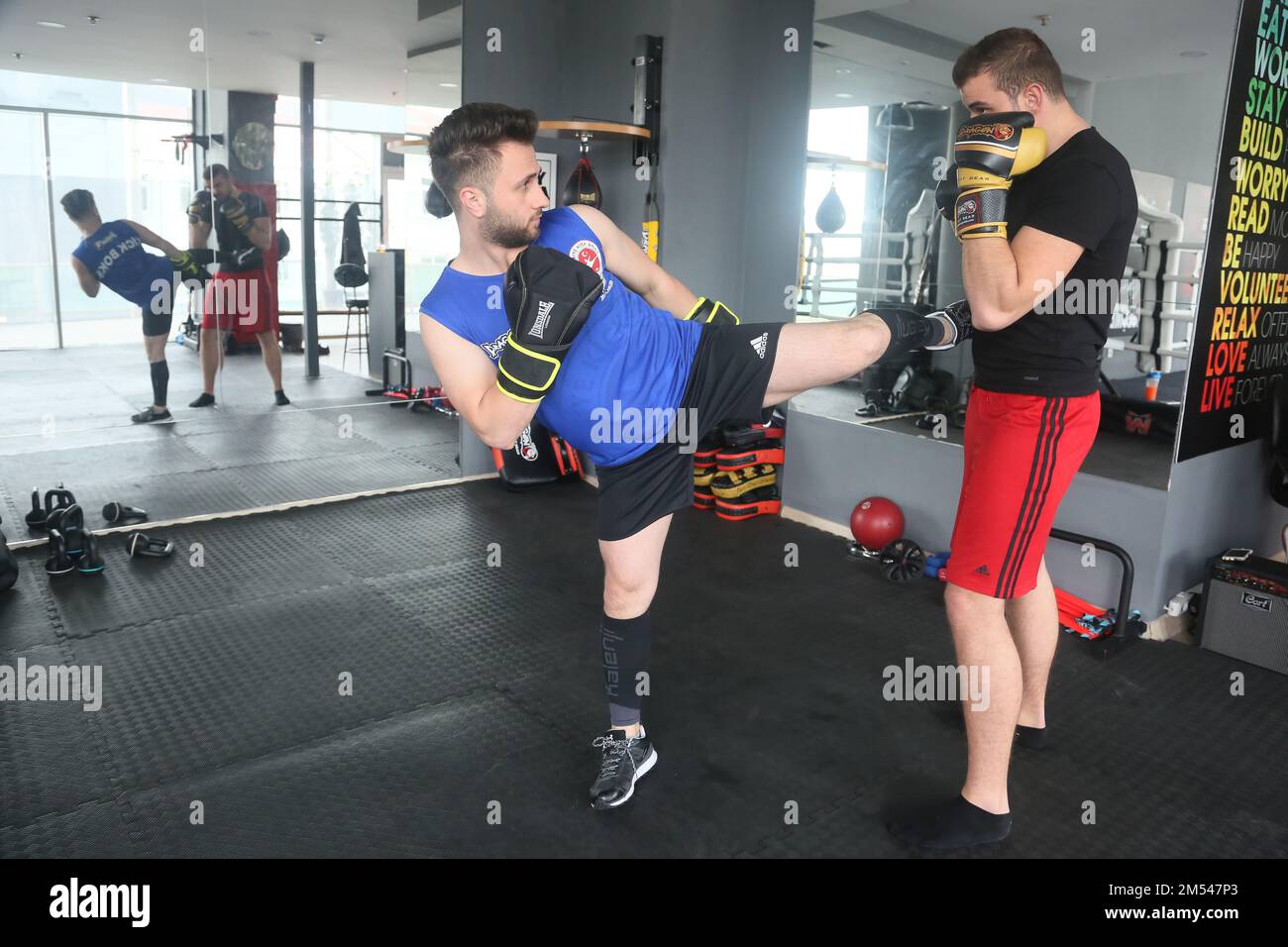 Kickbox fighter boxing in ring hi-res stock photography and images - Alamy