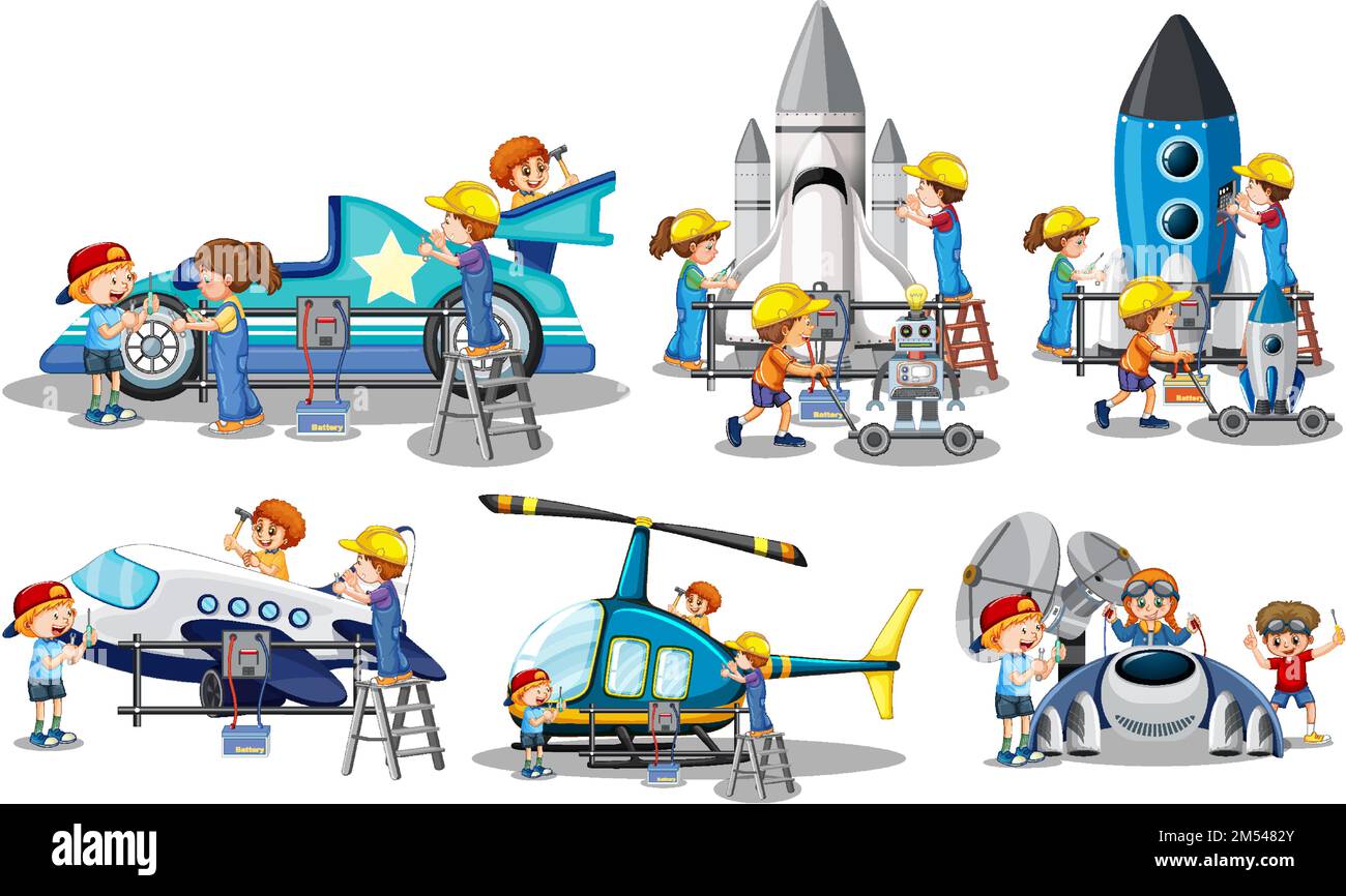 Set of engineer kids illustration Stock Vector Image & Art - Alamy