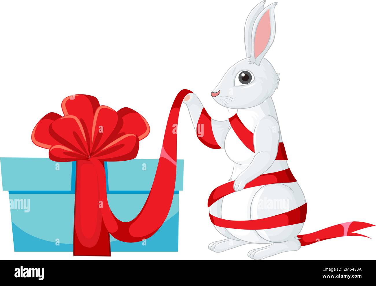 Cute rabbit wrapping gift illustration Stock Vector Image & Art - Alamy
