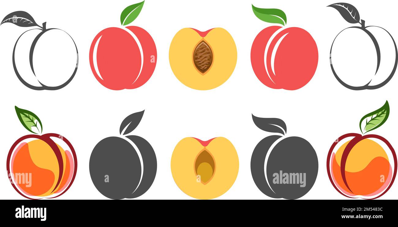 Vector flat peach icons Cut Out Stock Images & Pictures - Alamy