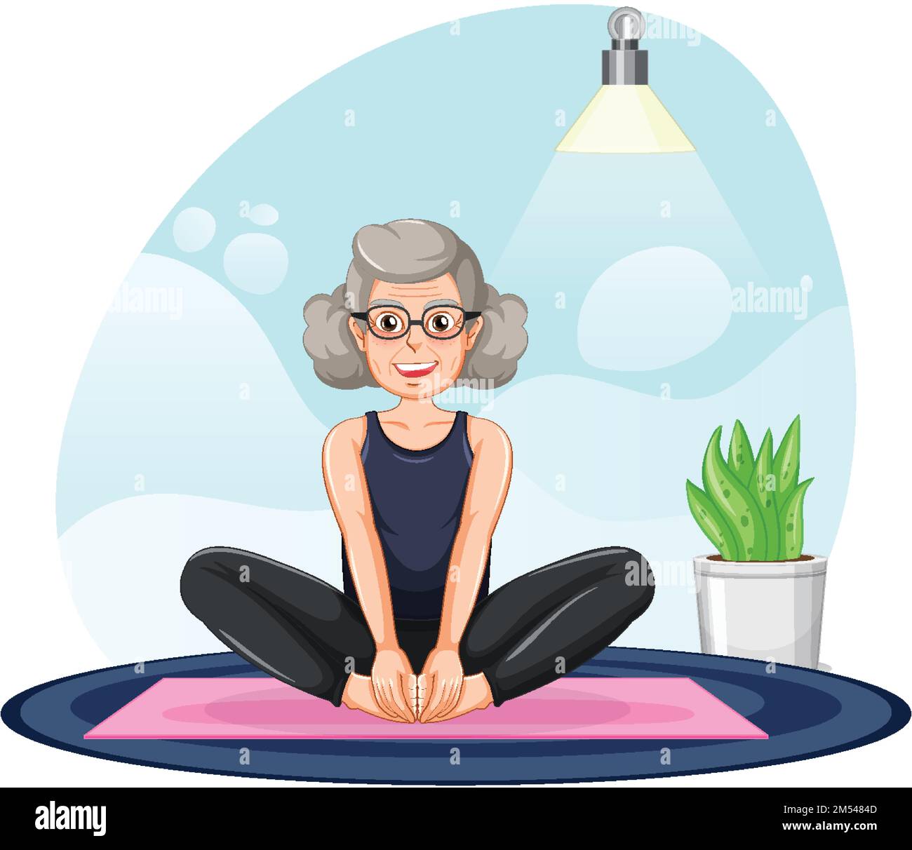 Senior old woman doing yoga Stock Vector Images - Alamy