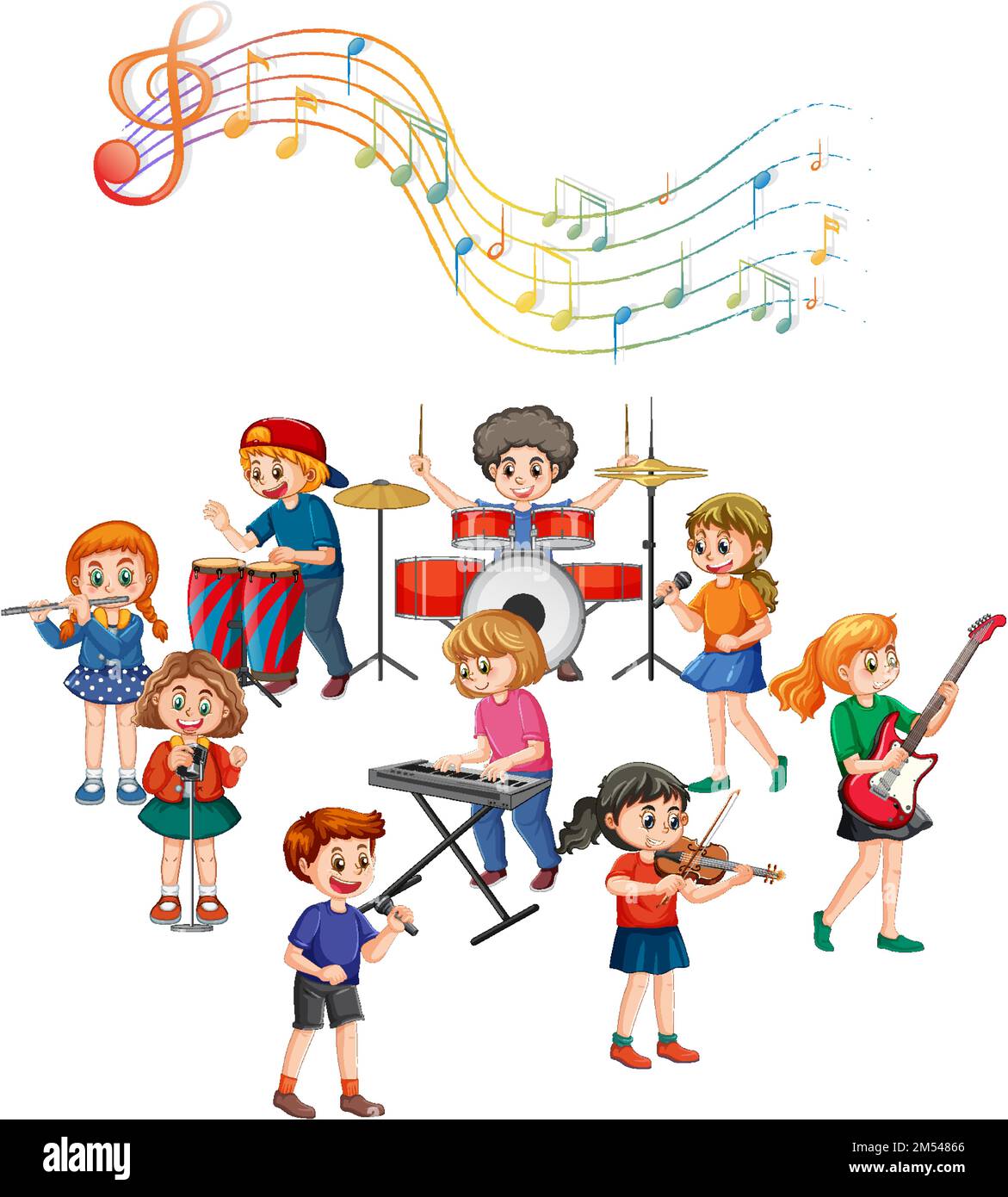 Music band kids cartoon illustration Stock Vector Image & Art - Alamy