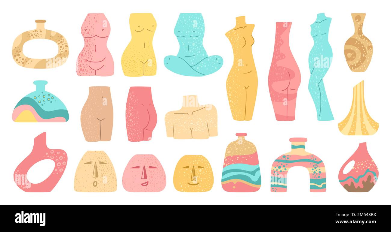 Vase female shape modern set. Woman body form sculpture vases. Boho ...