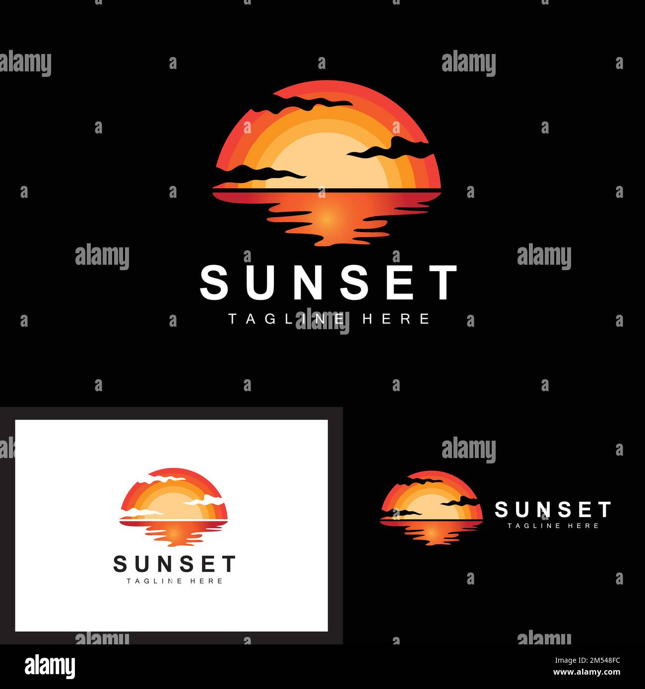 Sunset Beach Logo Design, Seascape Illustration, Red Day Vacation Spot ... Sunset Beach Logo Design, Seascape Illustration, Red Day Vacation Spot ...
