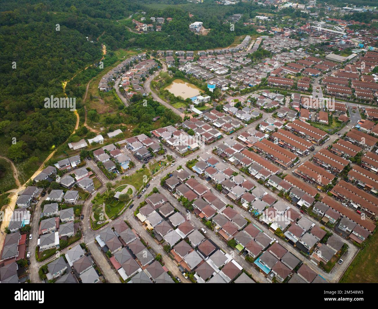 New development real estate. Aerial view of residential houses and ...