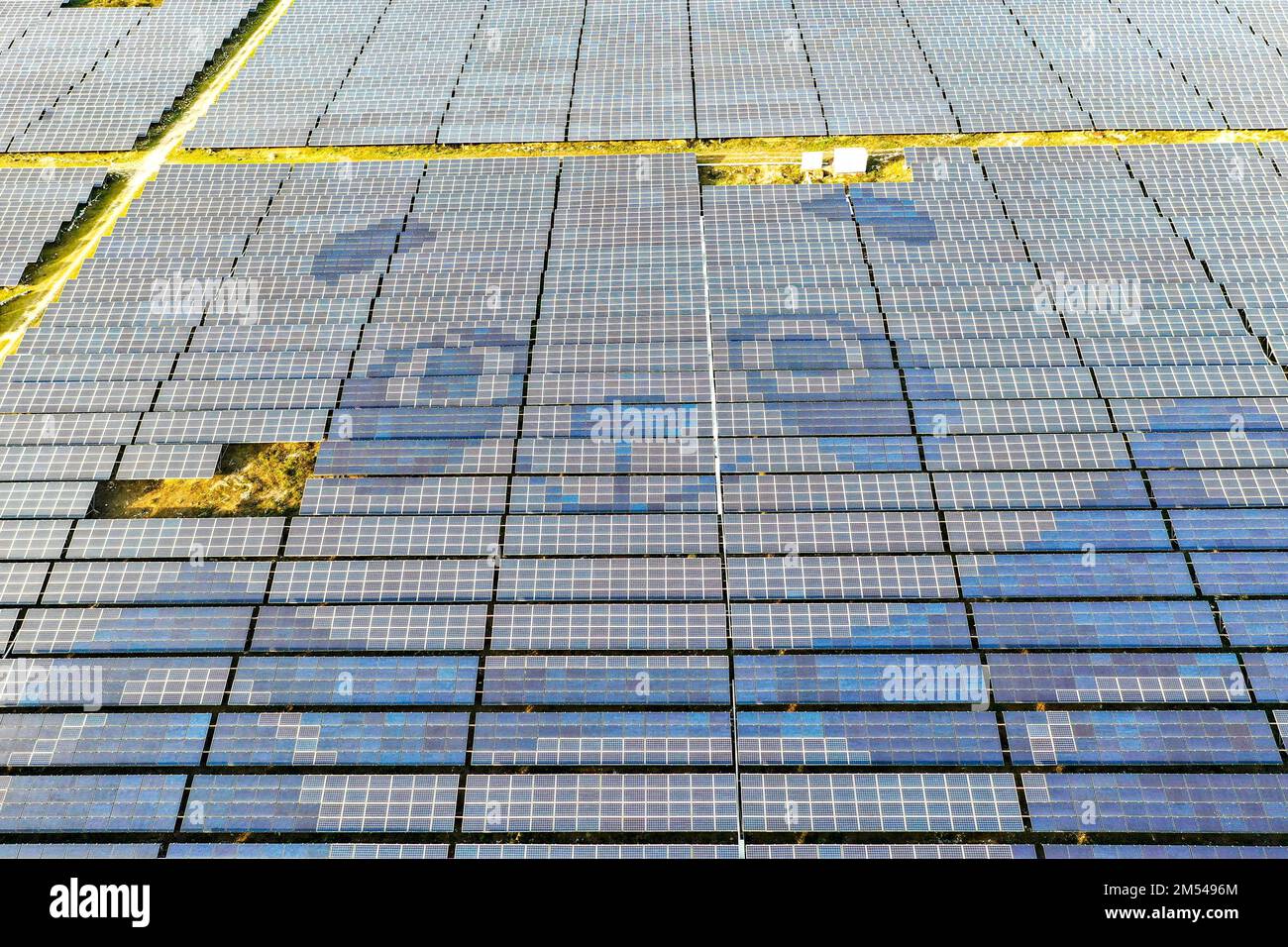 Aerial photo shows a photovoltaic power station with the giant panda ...