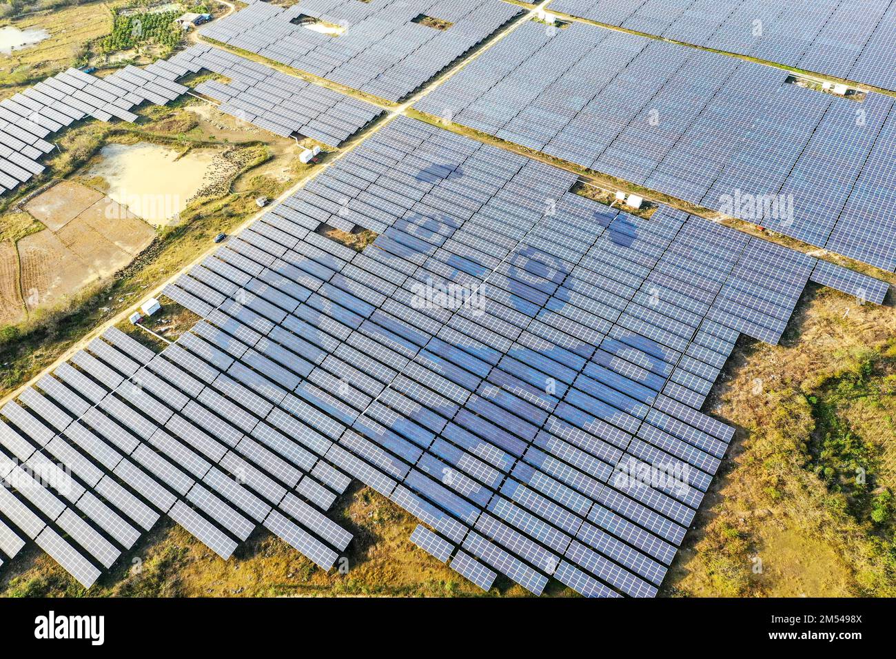 Aerial photo shows a photovoltaic power station with the giant panda ...