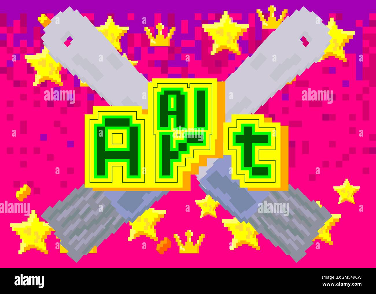 Ai Art. Pixelated word with geometric graphic background. Vector ...