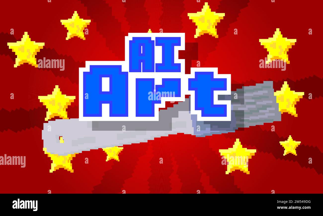 Ai Art. Pixelated word with geometric graphic background. Vector ...