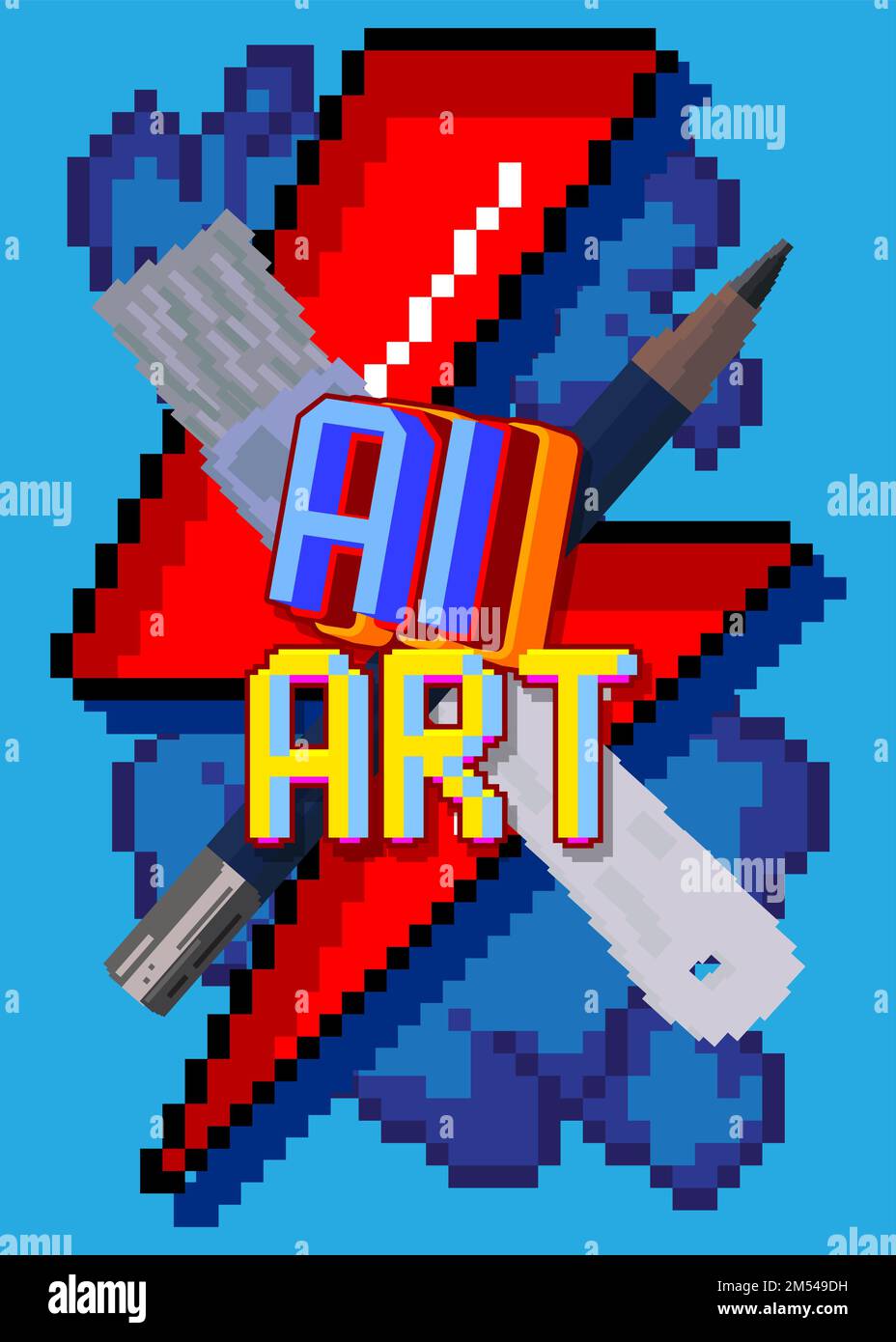 Ai Art. Pixelated word with geometric graphic background. Vector ...