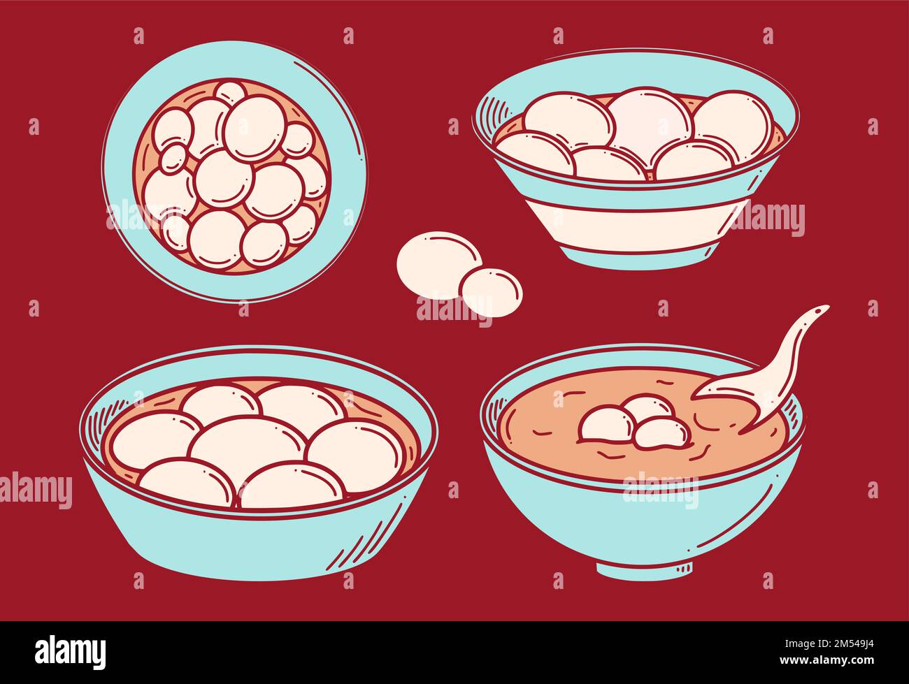 Sweet dumpling soup Tang yuan vector illustration. Chinese New year ...