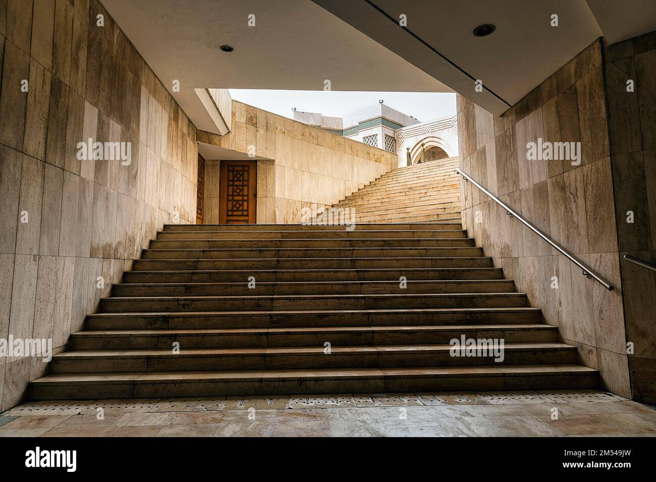 Staircase, steps in the Hassan II Mosque, architecture, backlight ...