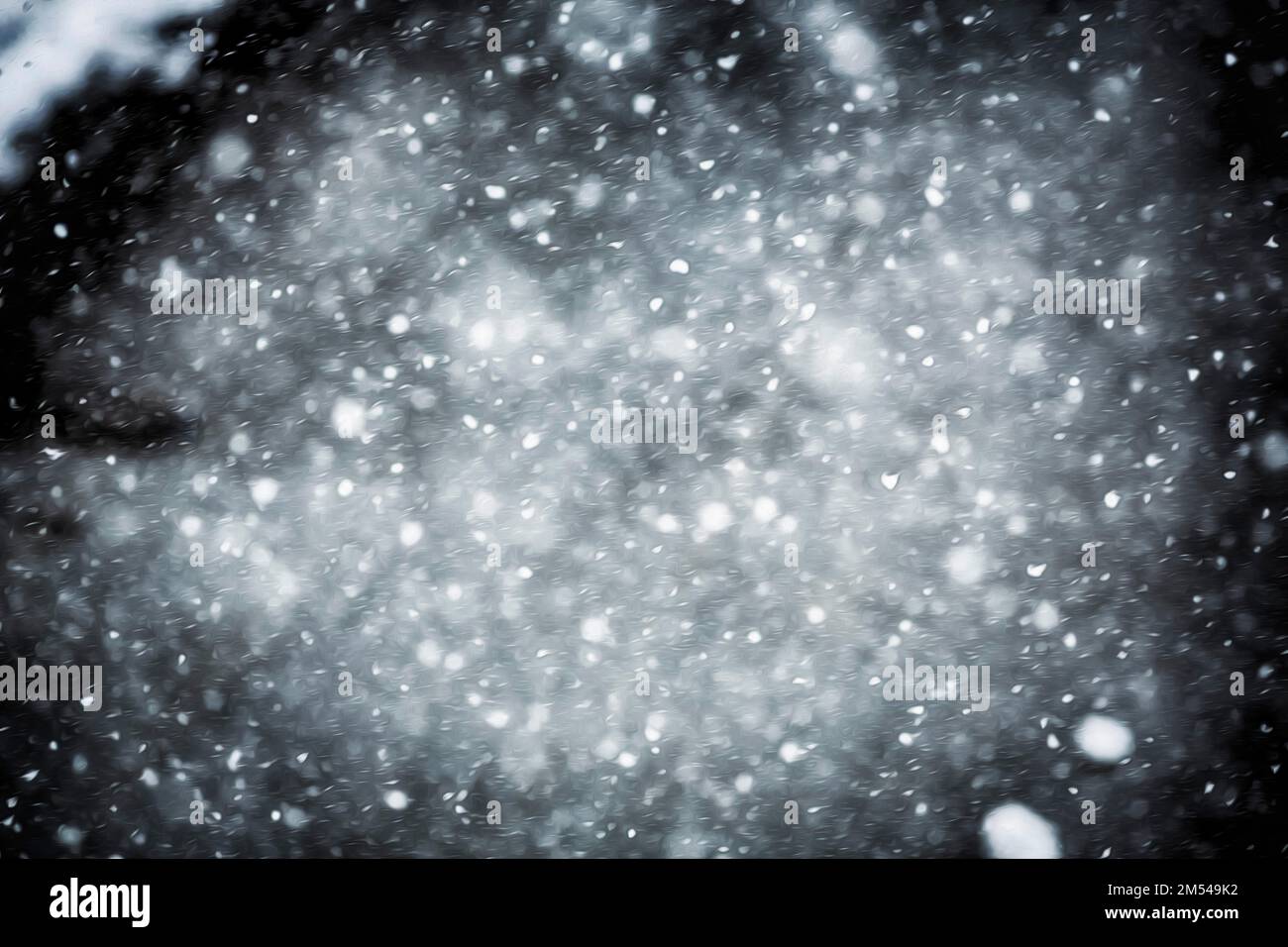 Snowflakes at night, blowing snow, cold winter weather, illustration ...