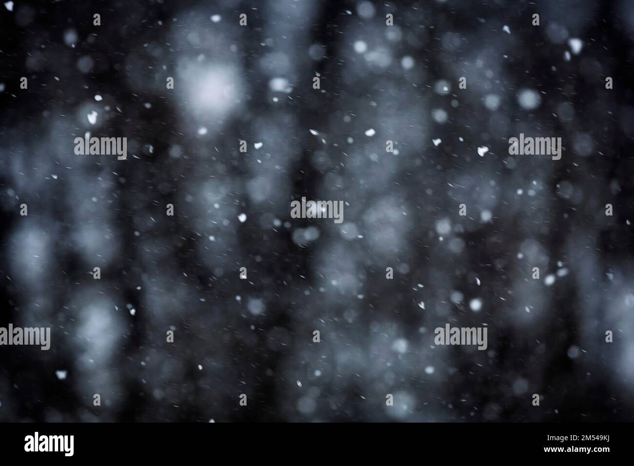 Snowflakes at night, blowing snow, cold winter weather, illustration ...
