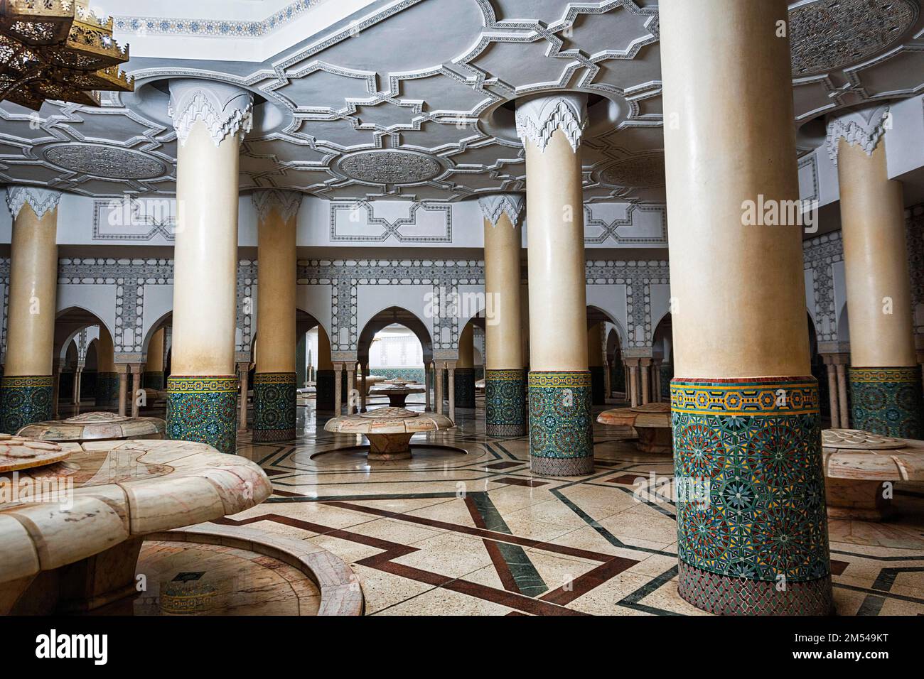Splendid washrooms in the Hassan II Mosque, arabesque, ornaments ...
