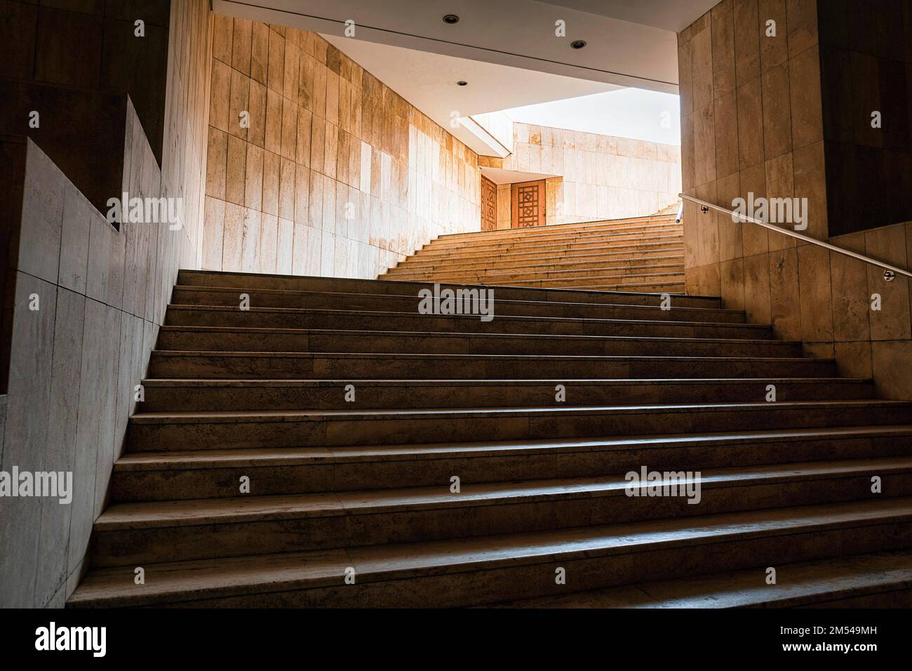 Incidence of light in the stairwell, steps in the Hassan II Mosque ...