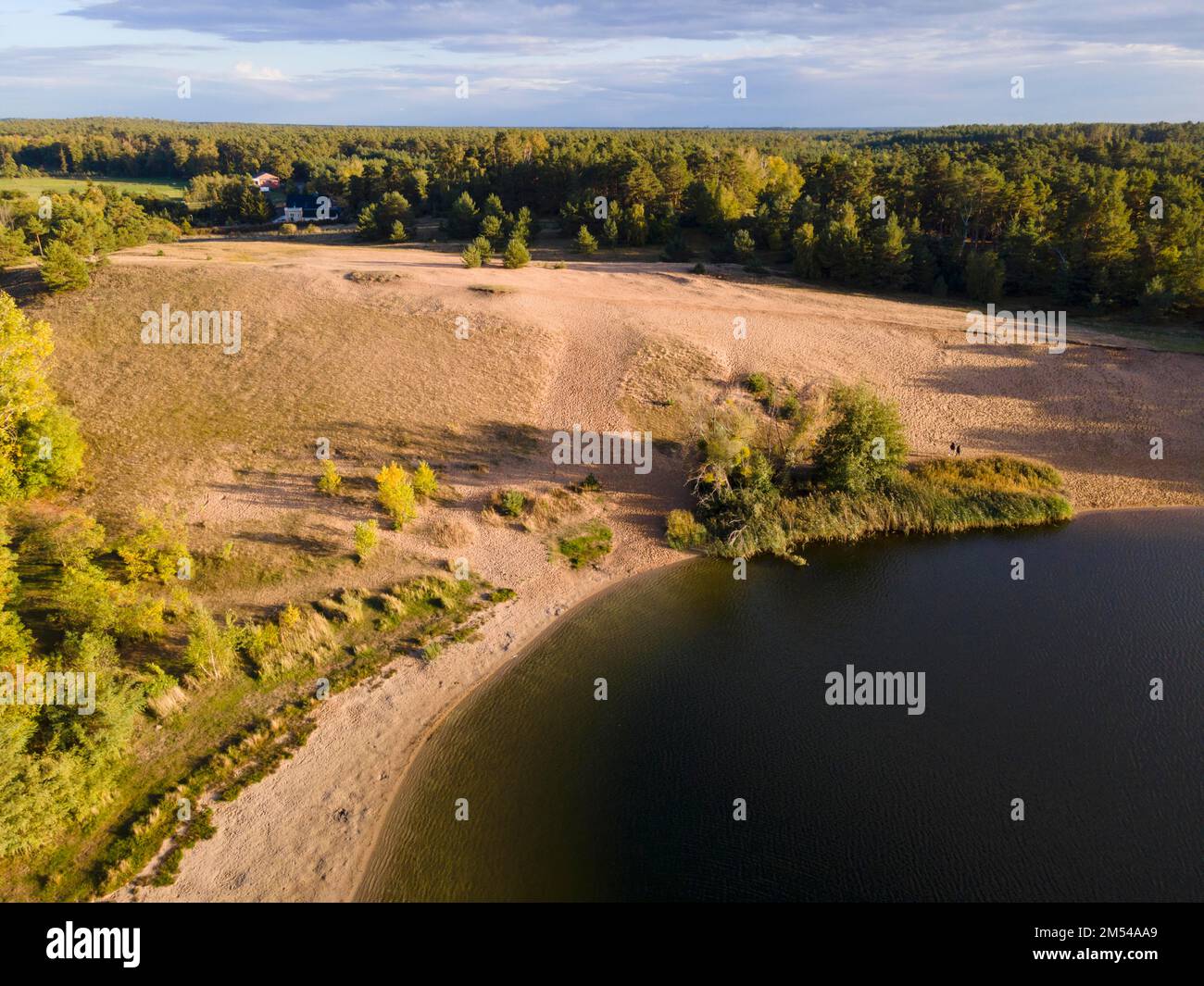 Drone image, Fuchsberg shifting sand dune and Kulk lake, Gommern ...