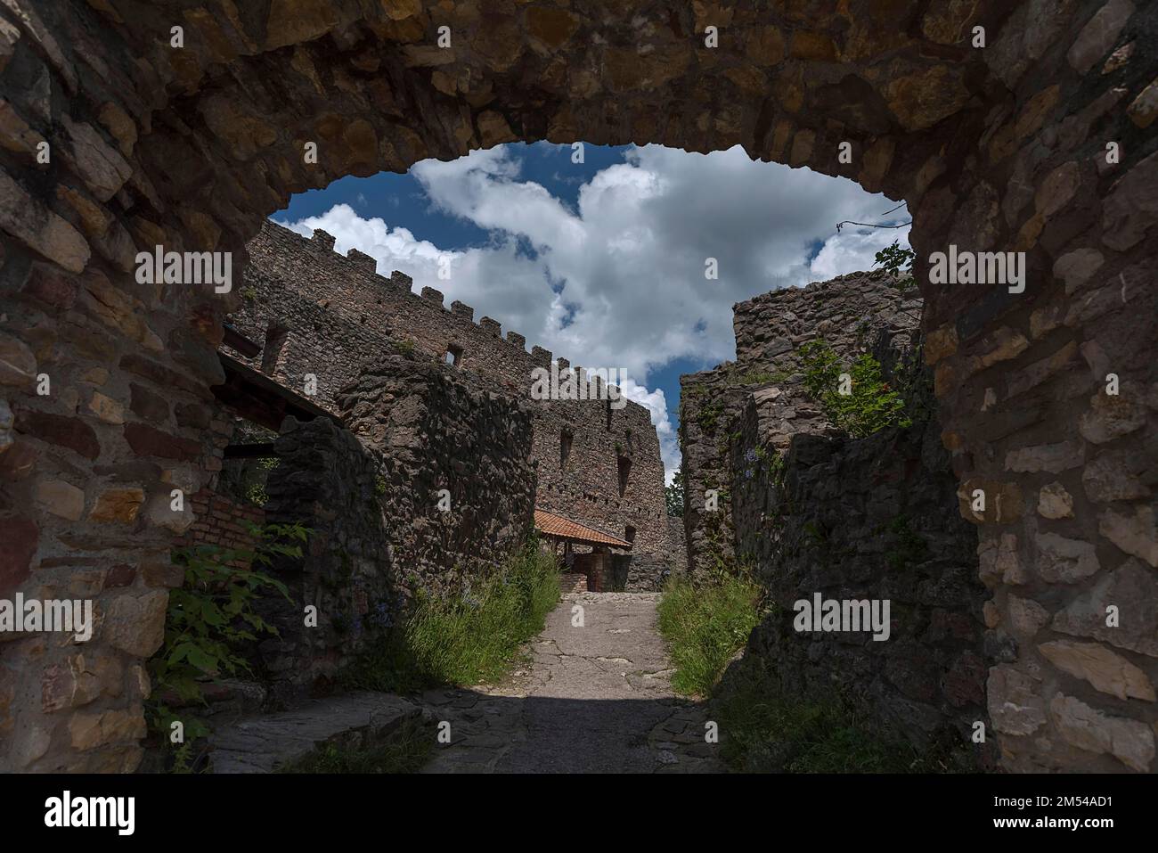 View through the entrance gate into the interior of the medieval ...