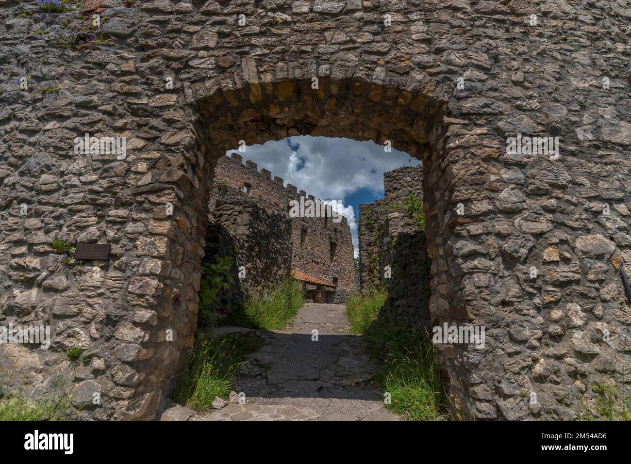 Entrance gate to the medieval castle ruins of Eisenberg, laid out in ...