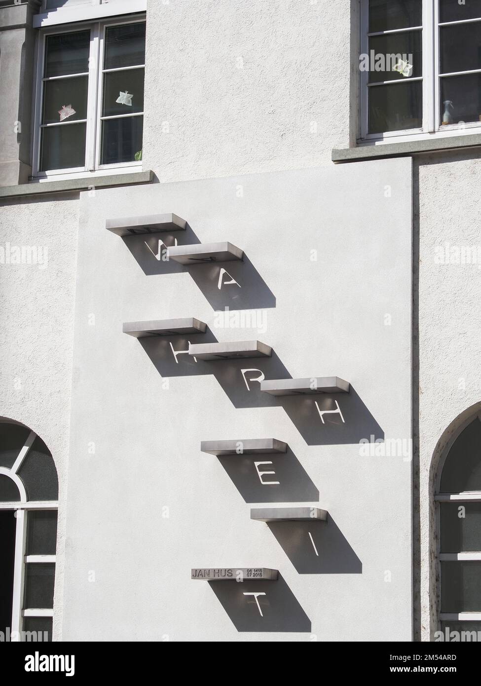 Art installation, Shadow casts the word truth, Constance, Baden ...