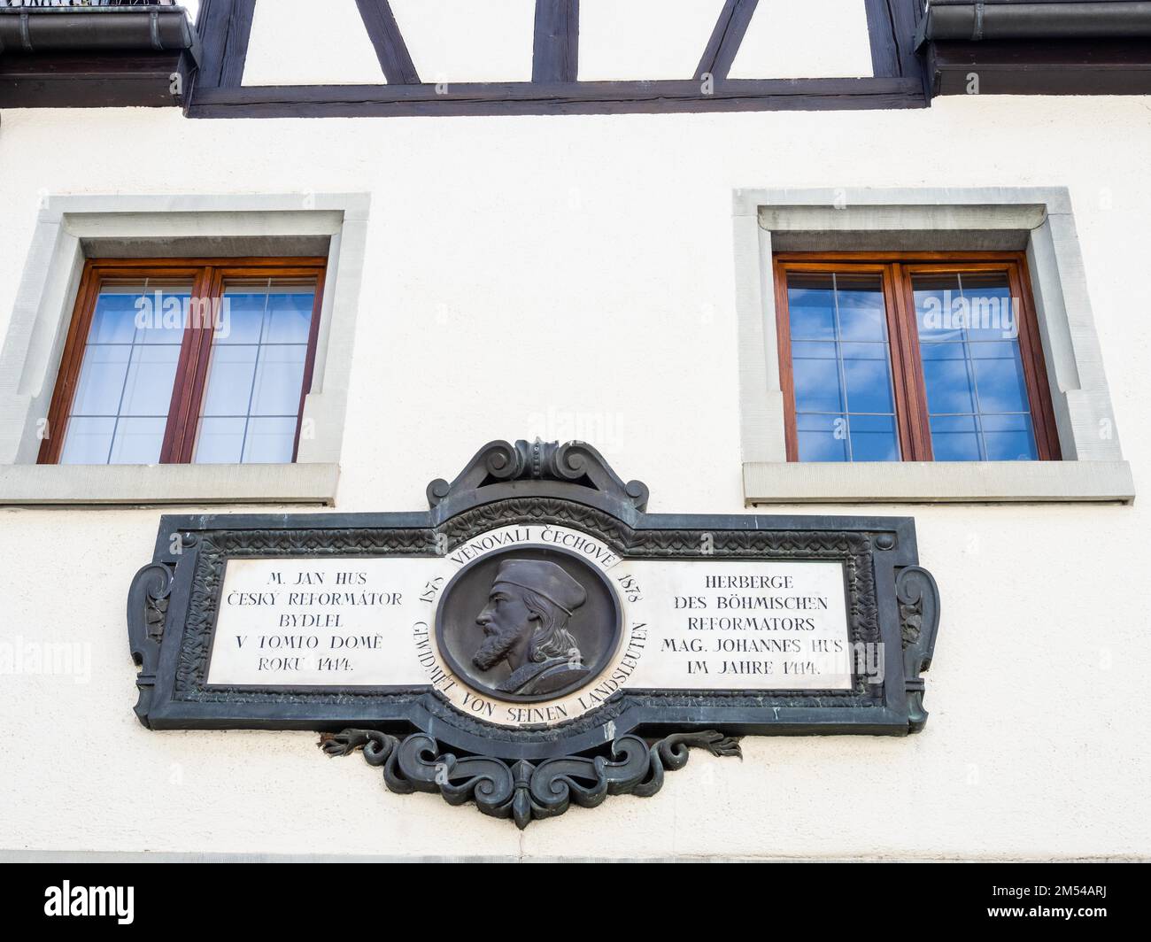 Commemorative plaque at the Jan Hus Museum, Jan Hus House, Constance ...