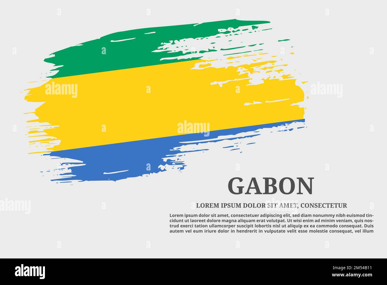 Gabon flag grunge brush and text poster, vector Stock Vector Image ...