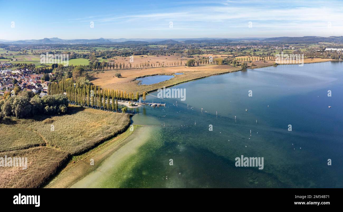 Aerial view of the harbour entrance of the Lake Constance municipality ...