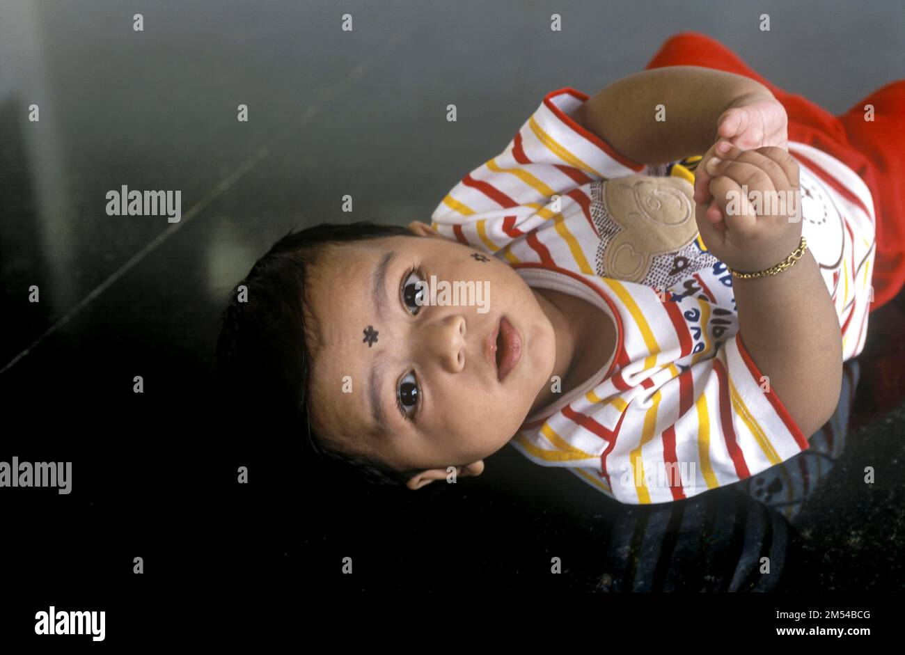 A south Indian 3 months old baby boy Ashwin at Coimbatore, Tamil Nadu ...