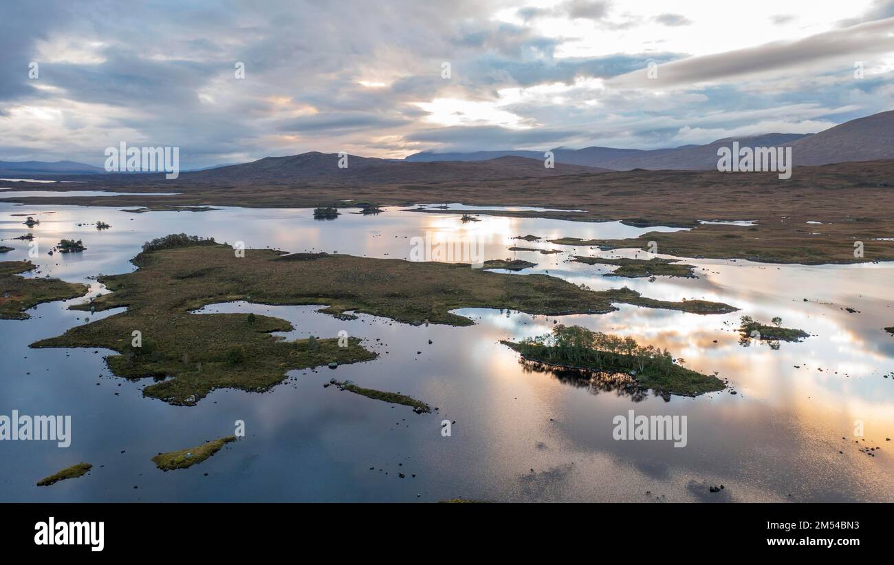 Aerial view, Loch Ba, Glen Coe valley, Highlands, Highland, Scotland ...