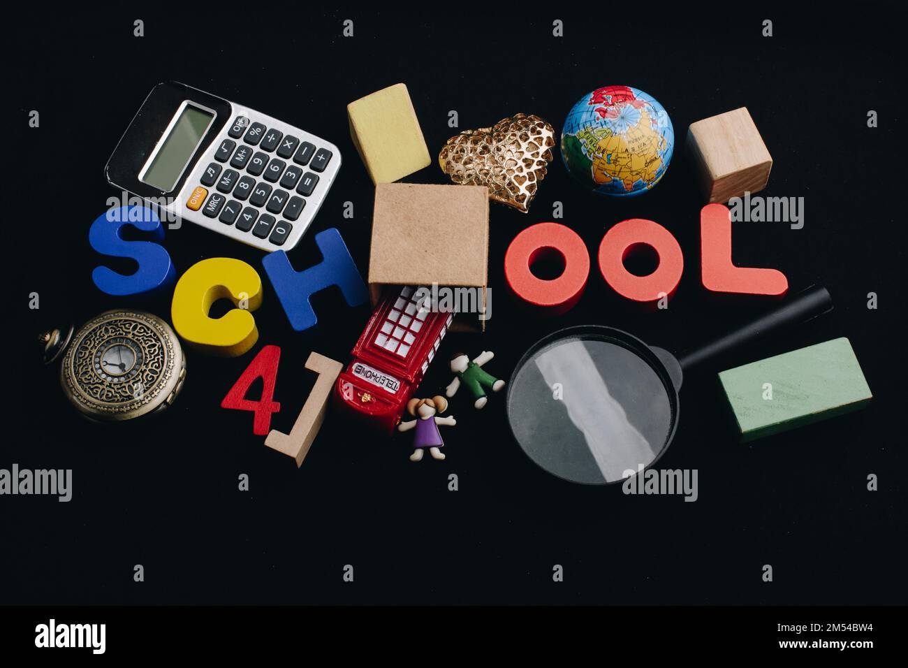 Education concept by School lettering with colorful wooden letters ...