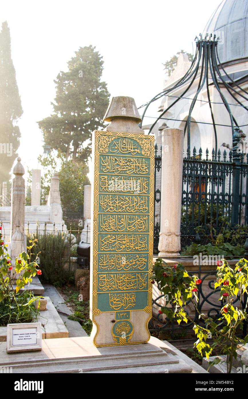Art in stone of Ottomantime tomb in cemetery Stock Photo - Alamy