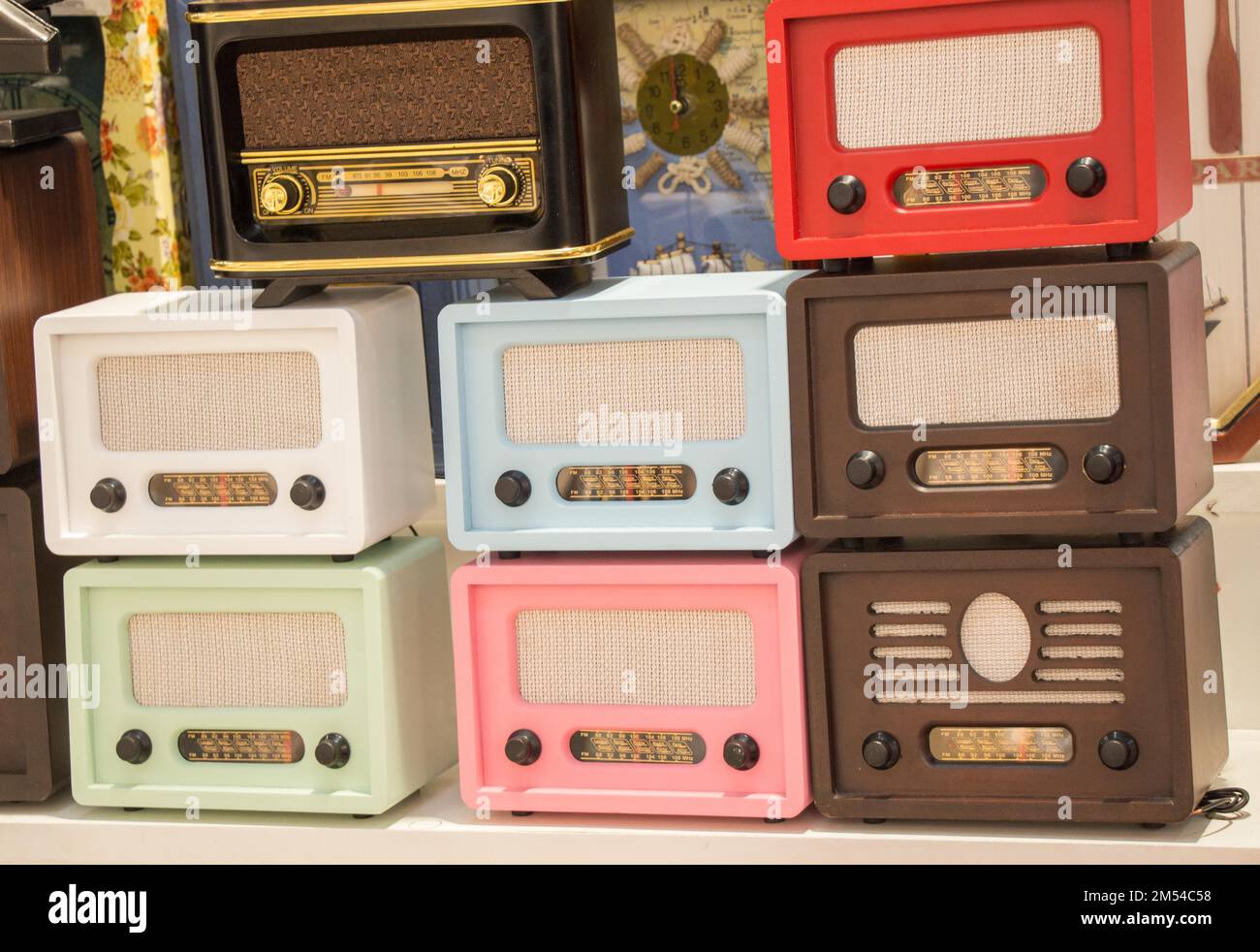Set of retro styled image of old radios Stock Photo - Alamy