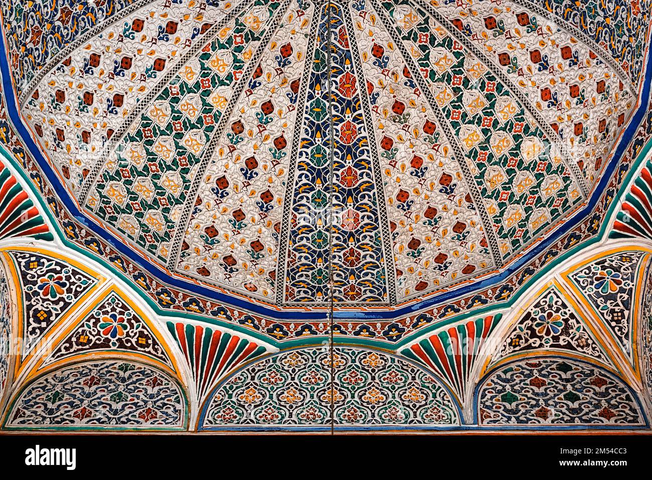Dome of coloured mosaics in the entrance area, arabesque, ornaments ...