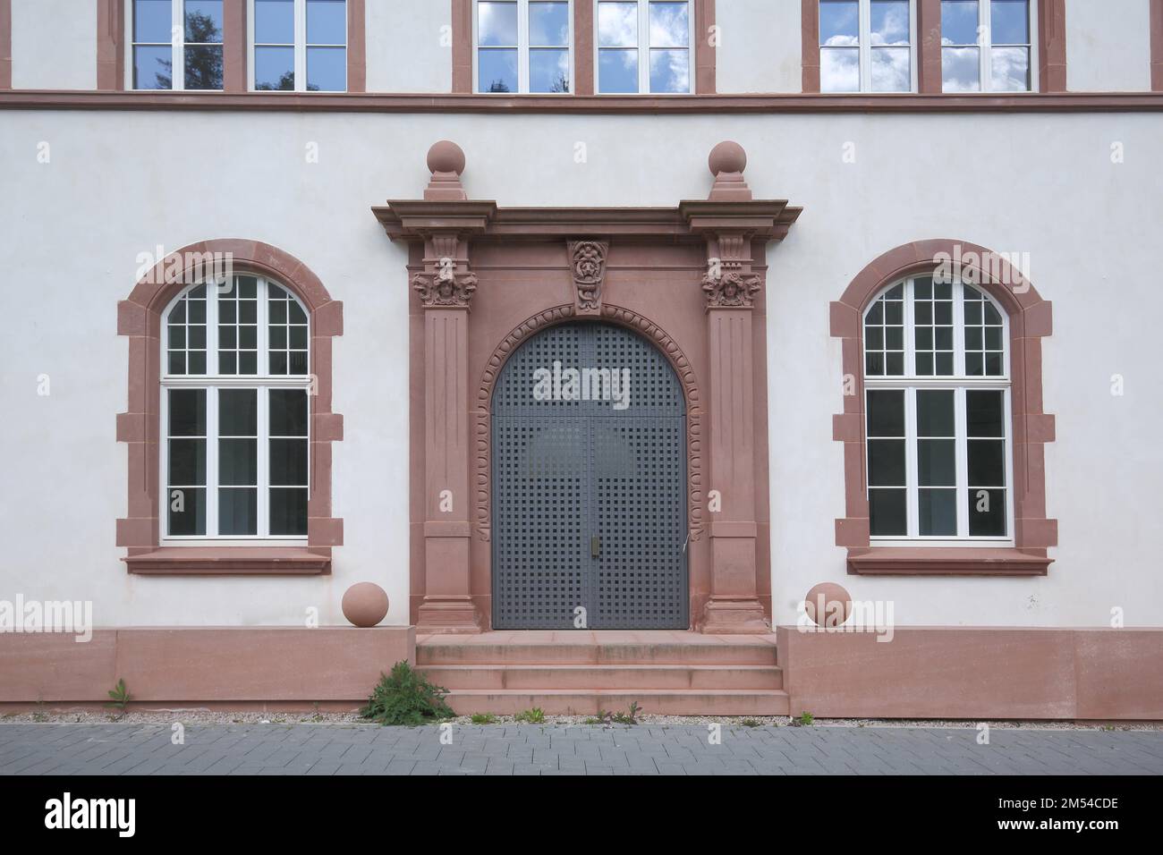 Entrance with portal to the Moorbadehaus, bathhouse, spa gardens, Bad ...
