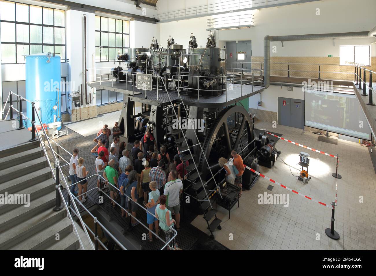 Interior view with steam engine, DEMAG pumping station and group of ...