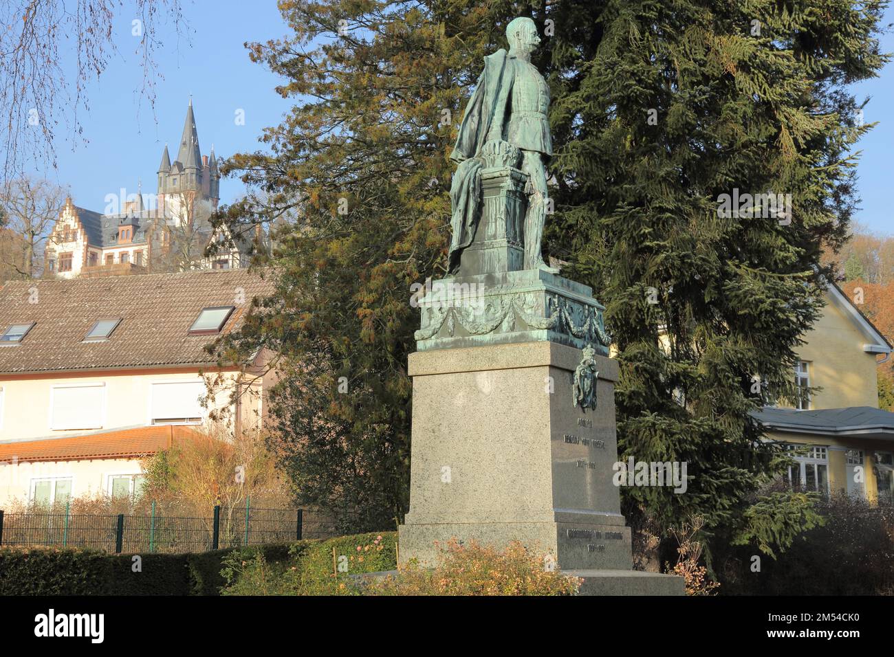 Monument with statue of the Nassau Duke Adolph 1817-1905 and Villa ...