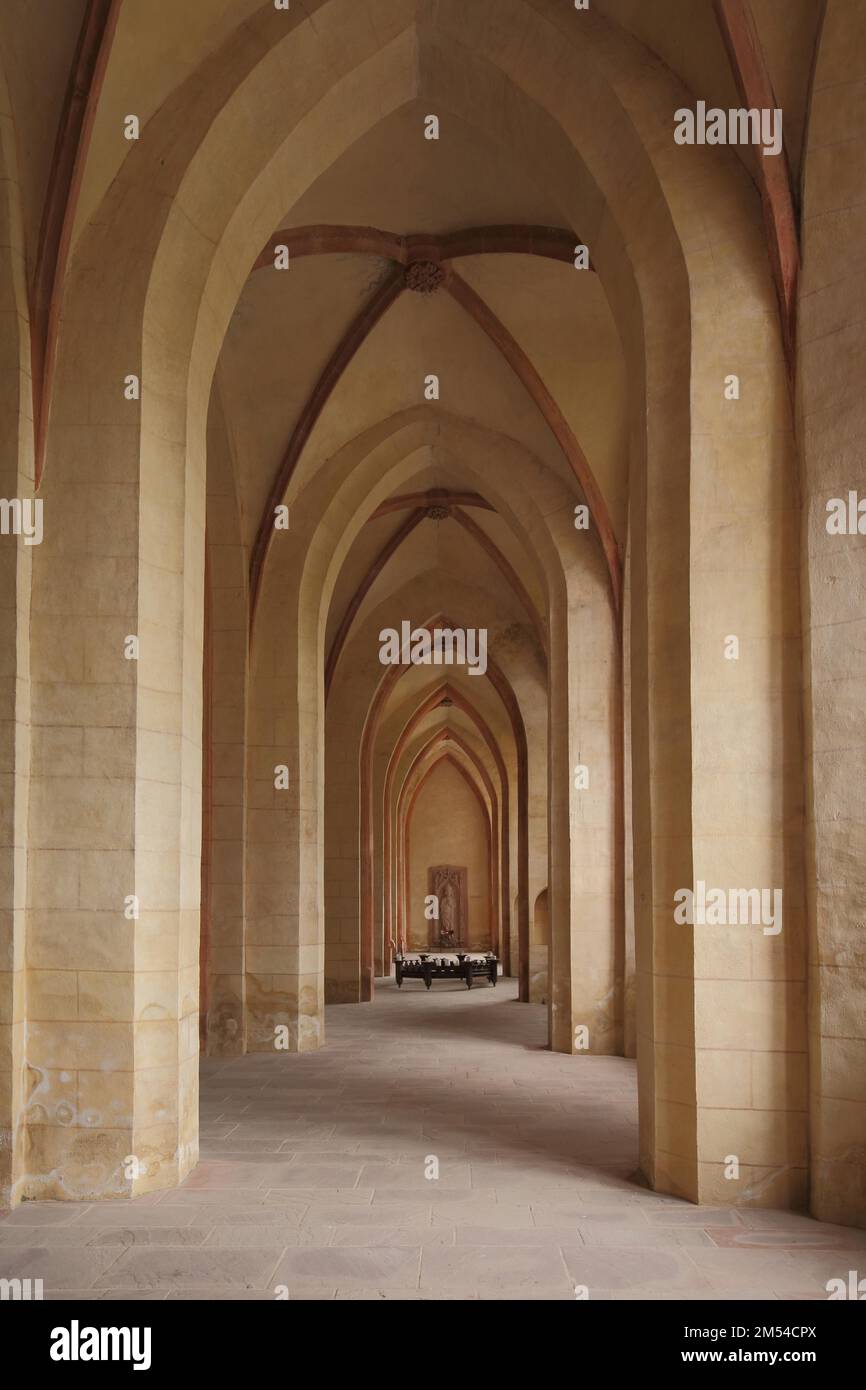 Interior view of the early Gothic basilica of the UNESCO Eberbach ...