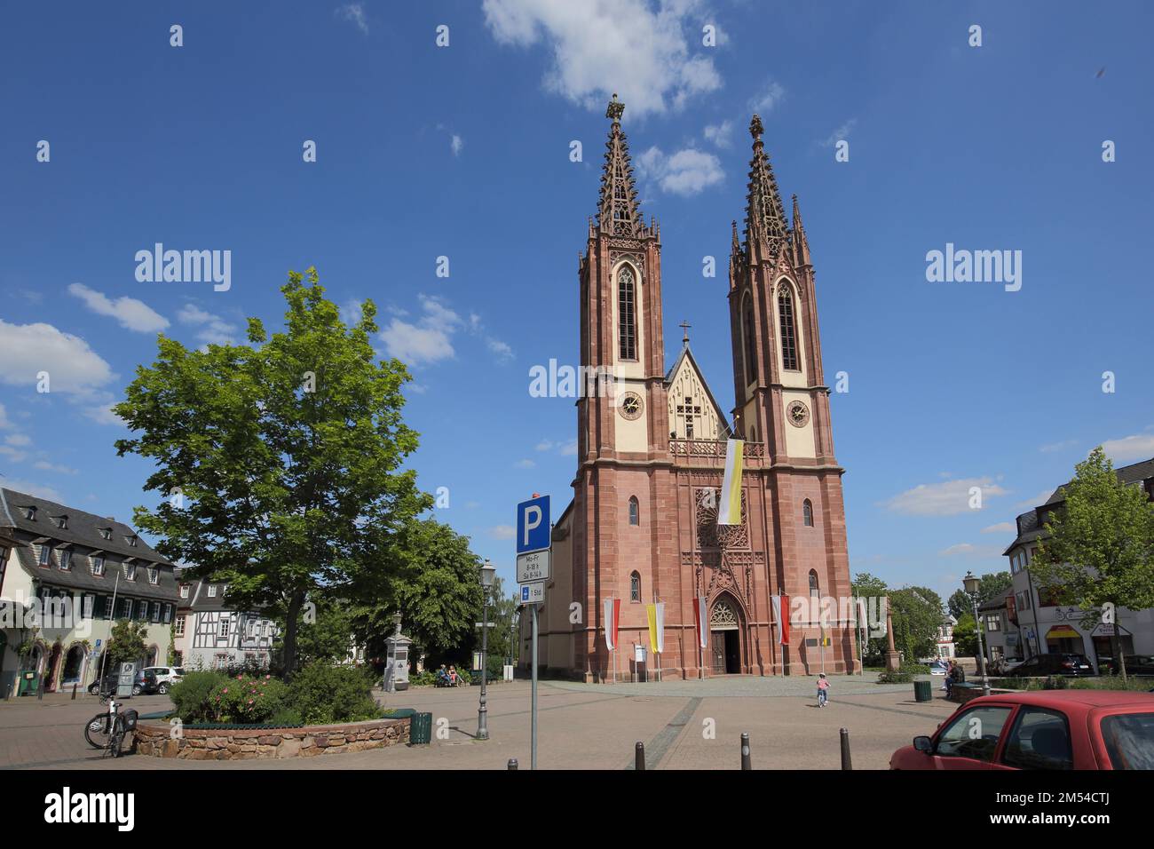 Late Gothic Rheingau Cathedral and landmark on Bischof Blum Platz ...